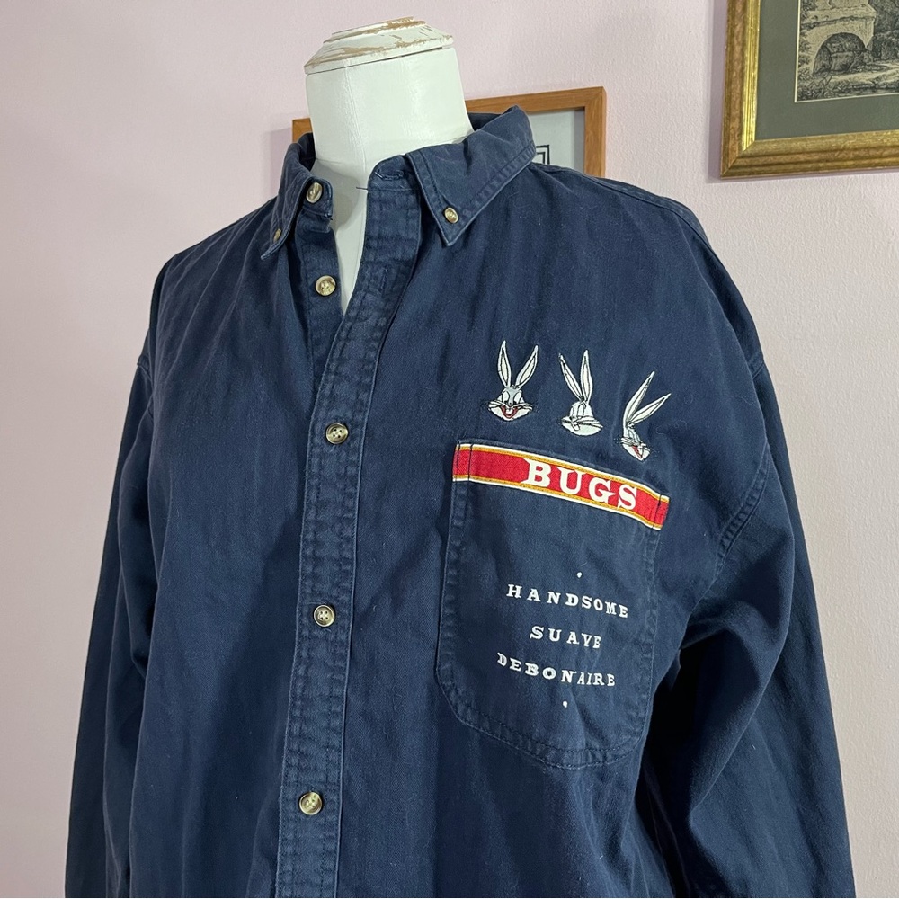 Bugs Bunny Vintage Warner Bros Merch Button Down Shirt - Gem